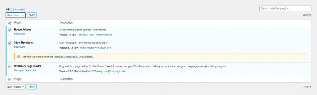 Update Theme Included Plugins – Hongo Documentation
